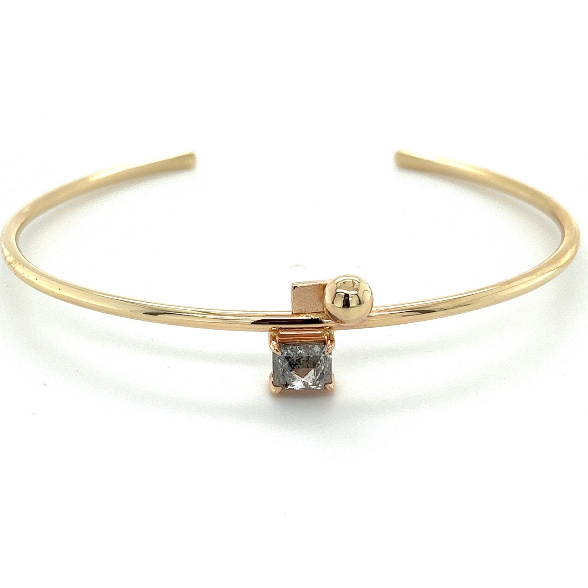 Salt Pepper Diamond Gold cuff bracelet